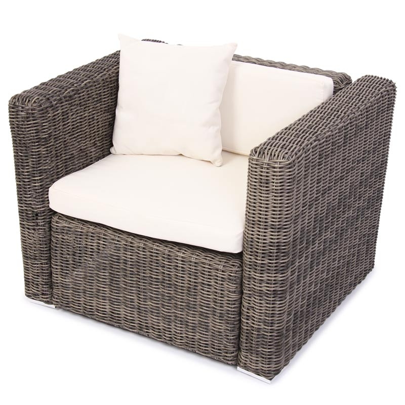 Sofá individual modular ROM V, en poli-rattan gris natural - Homy.es