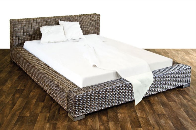 Estructura de Cama R02 en Mimbre, dimensiones 200x140cm, color gris ...