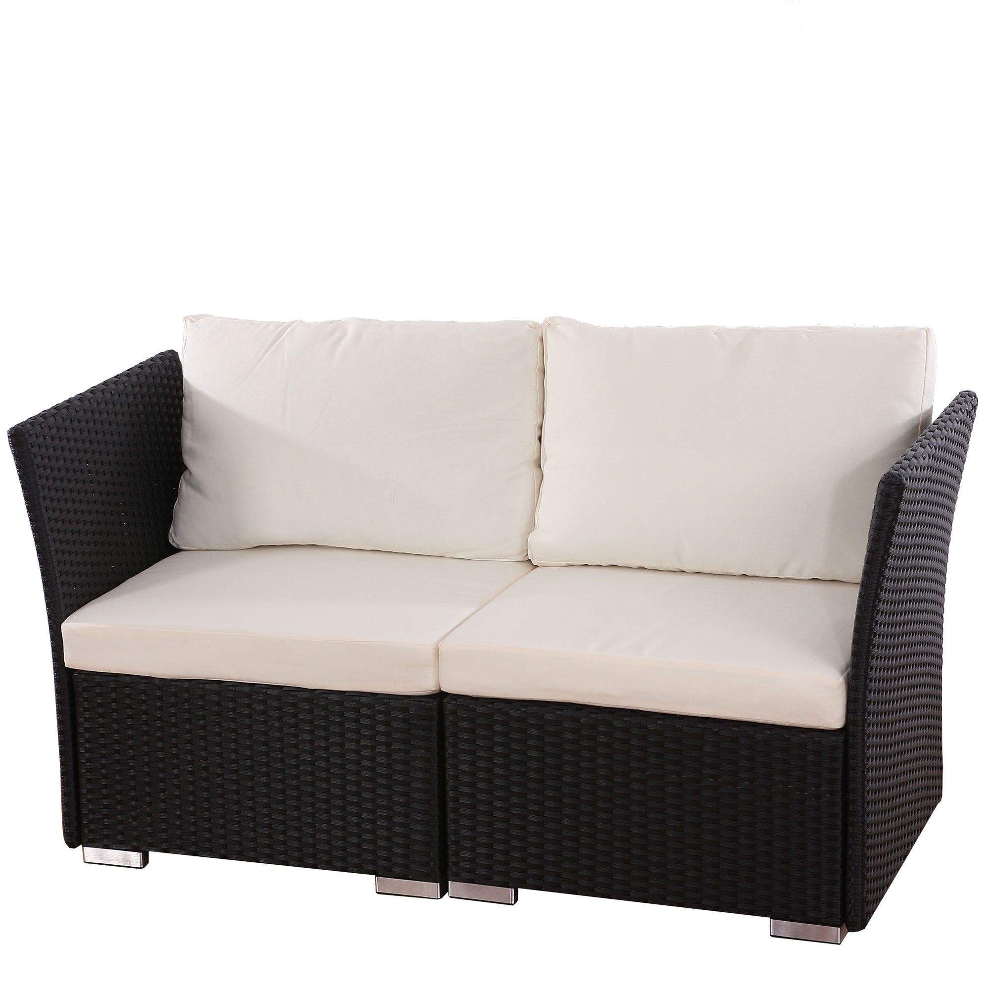 Sofa 2 plazas Poly Rattan SIENA, Modular, Estructura Negro Antracita ...