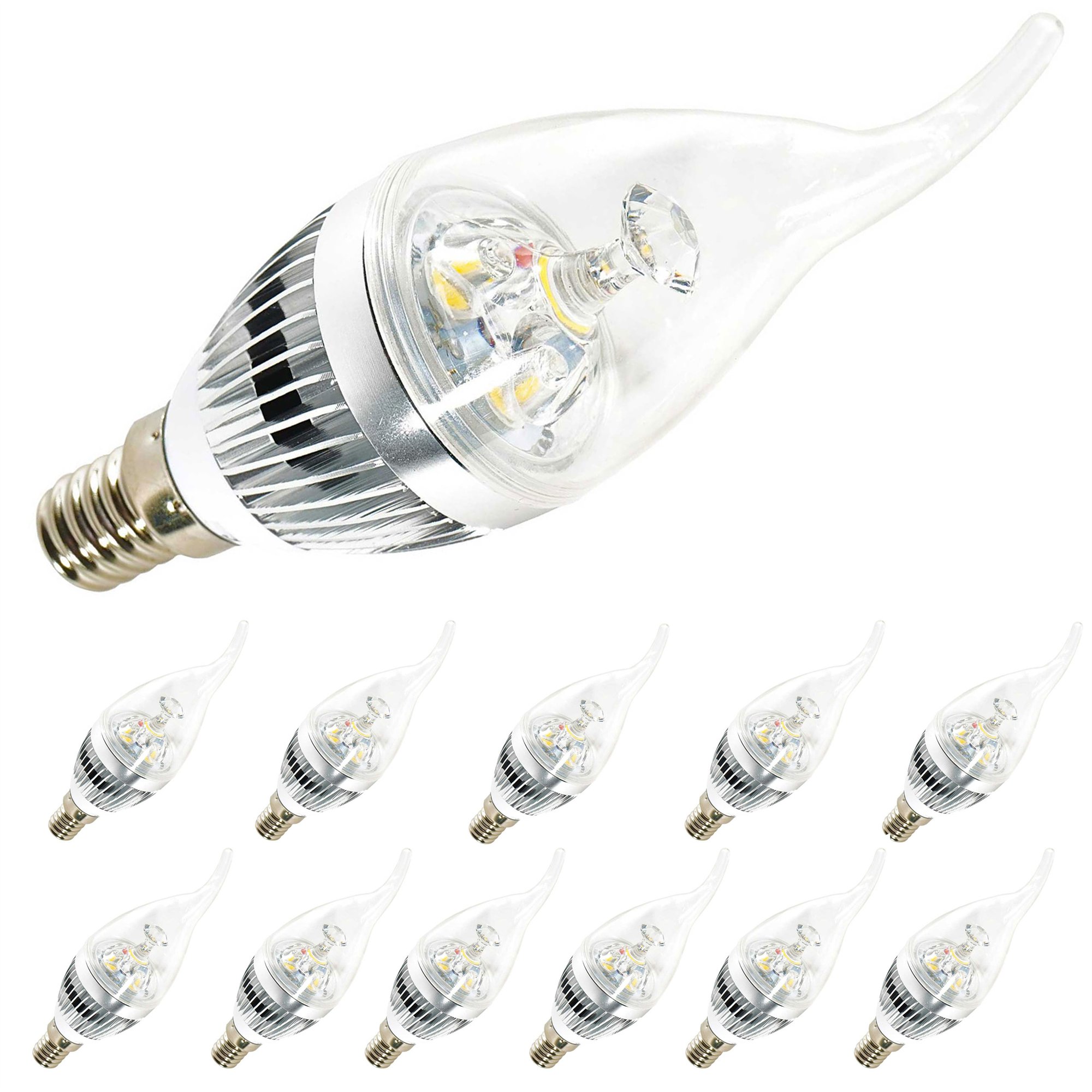 Bulbo de lámpara de luz LED de 3W E14, 3 LED, blanco caliente, caja de ...