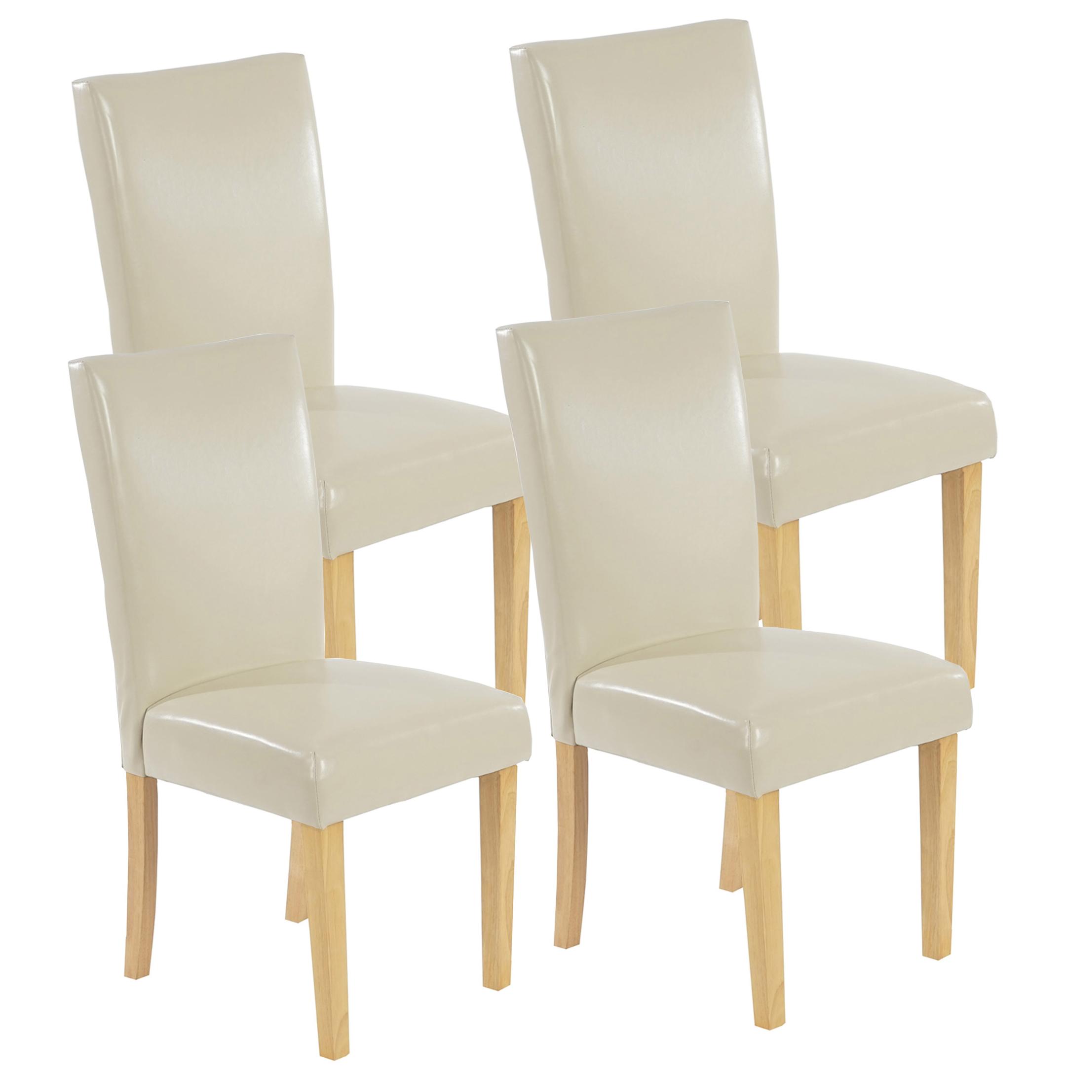 Lote de 4 sillas de comedor AUSTIN, en piel color crema, patas claras ...
