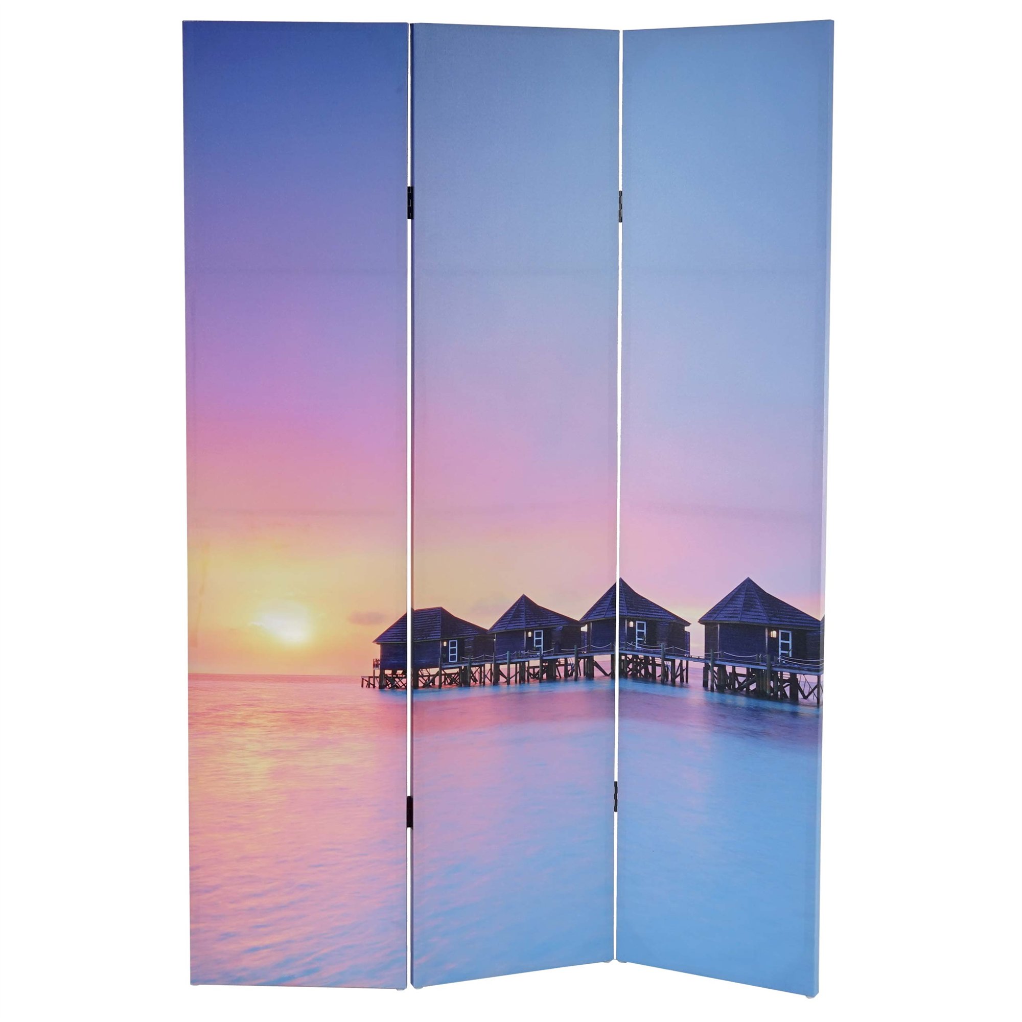 Biombo decorativo SUNSET, iluminación led, motivo playa - Homy.es
