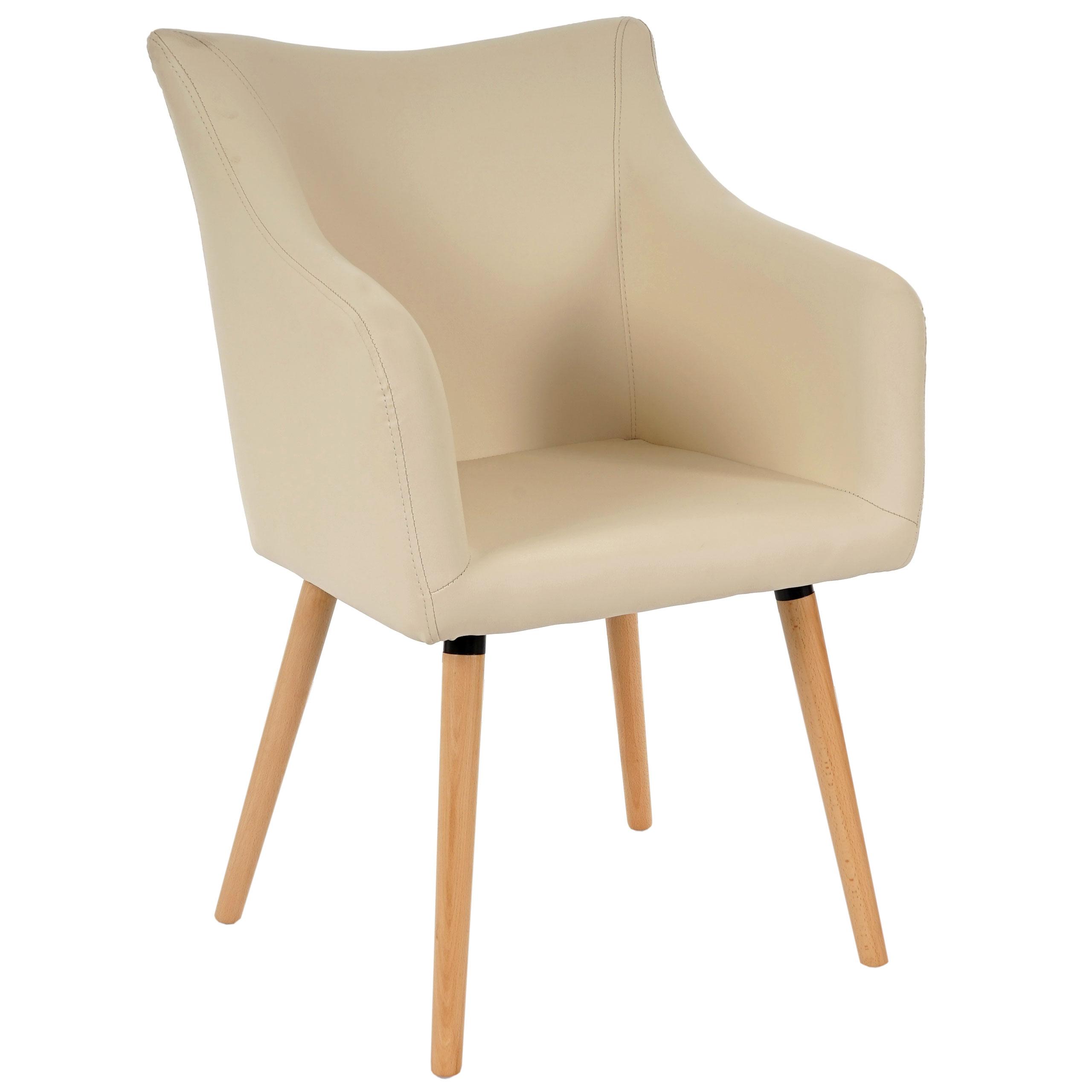 Silla de Comedor CAZORLA, Tapizada en Piel color Crema - Homy.es