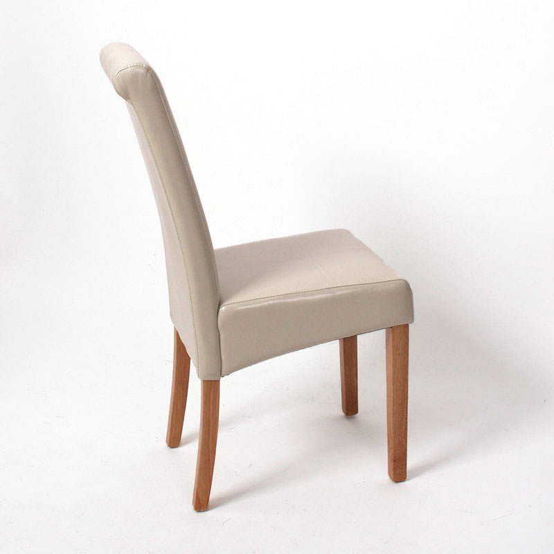 Lote 6 Sillas de Comedor NOVARA III, con costuras, en cuero color crema ...