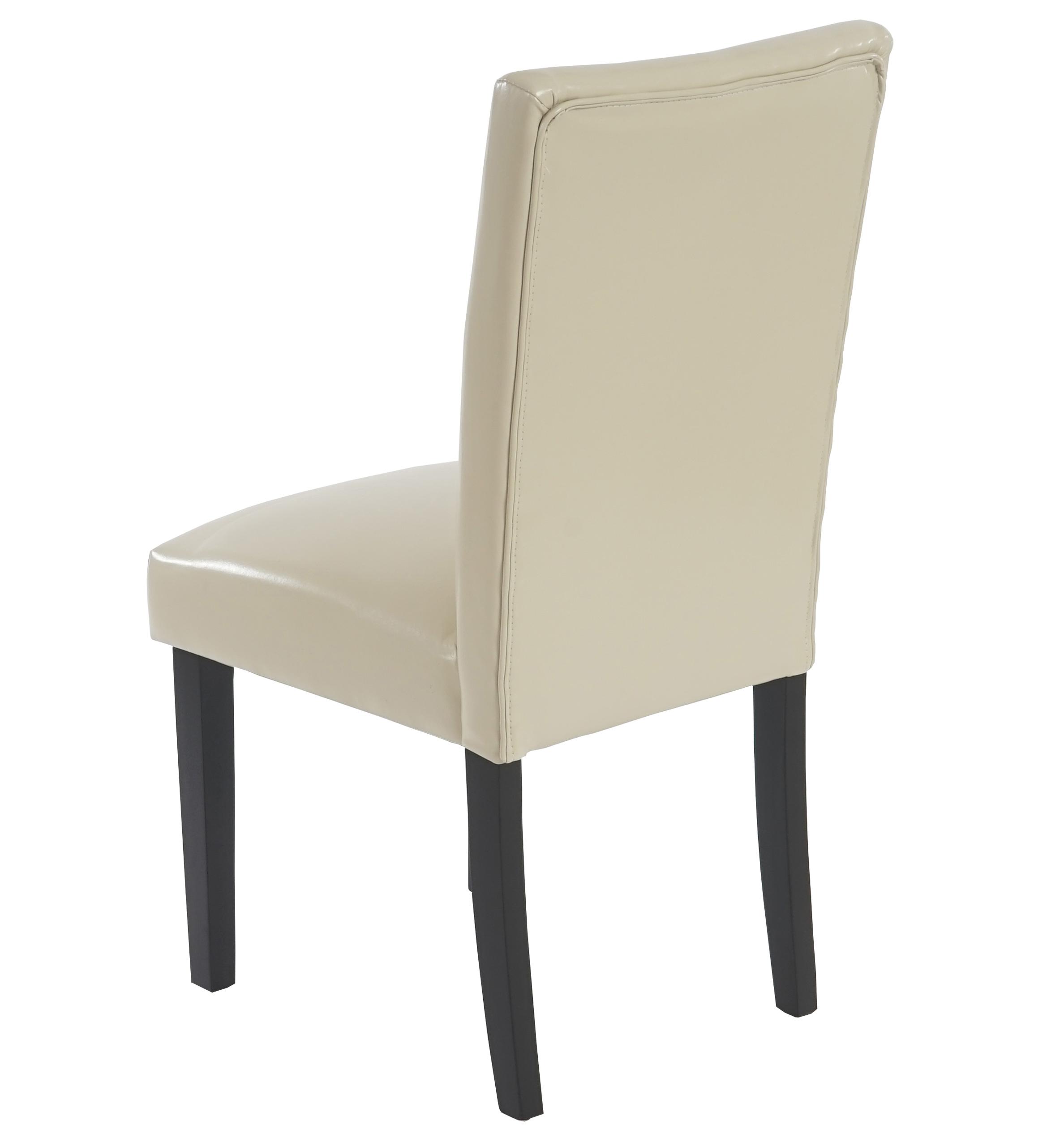 Lote de 4 sillas de comedor AUSTIN, en piel color crema, patas oscuras ...