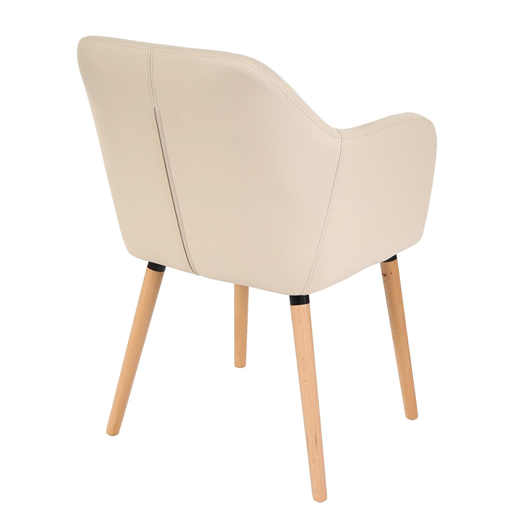 Silla de Comedor TULIO, Tapizada en Piel color Crema - Homy.es