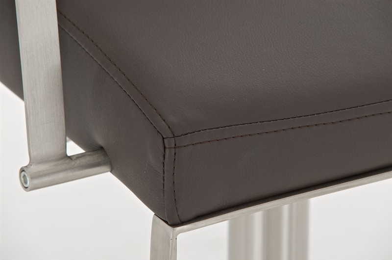 Taburete de Diseño VIGO, En Piel marrón Oscuro y Estructura de Acero Inoxidable, Excelente ...