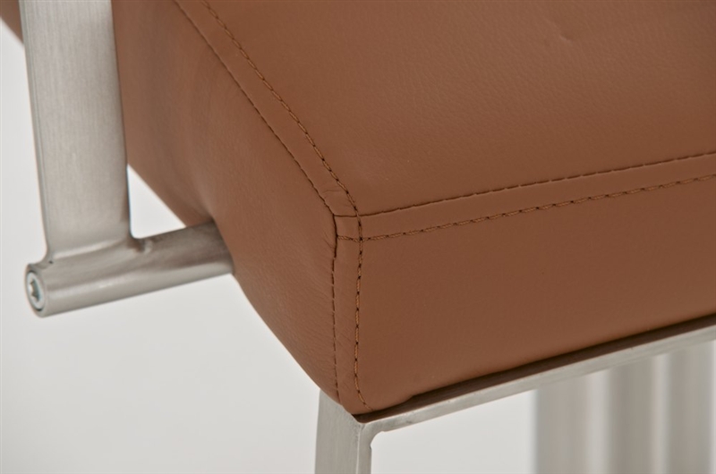 Taburete de Diseño VIGO, En Piel Marrón y Estructura de Acero Inoxidable, Excelente Calidad ...