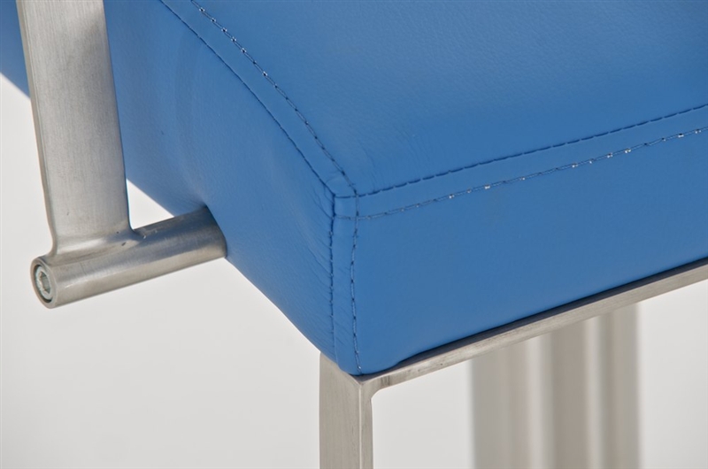 Taburete de Diseño VIGO, En Piel Azul y Estructura de Acero Inoxidable, Excelente Calidad - Homy.es